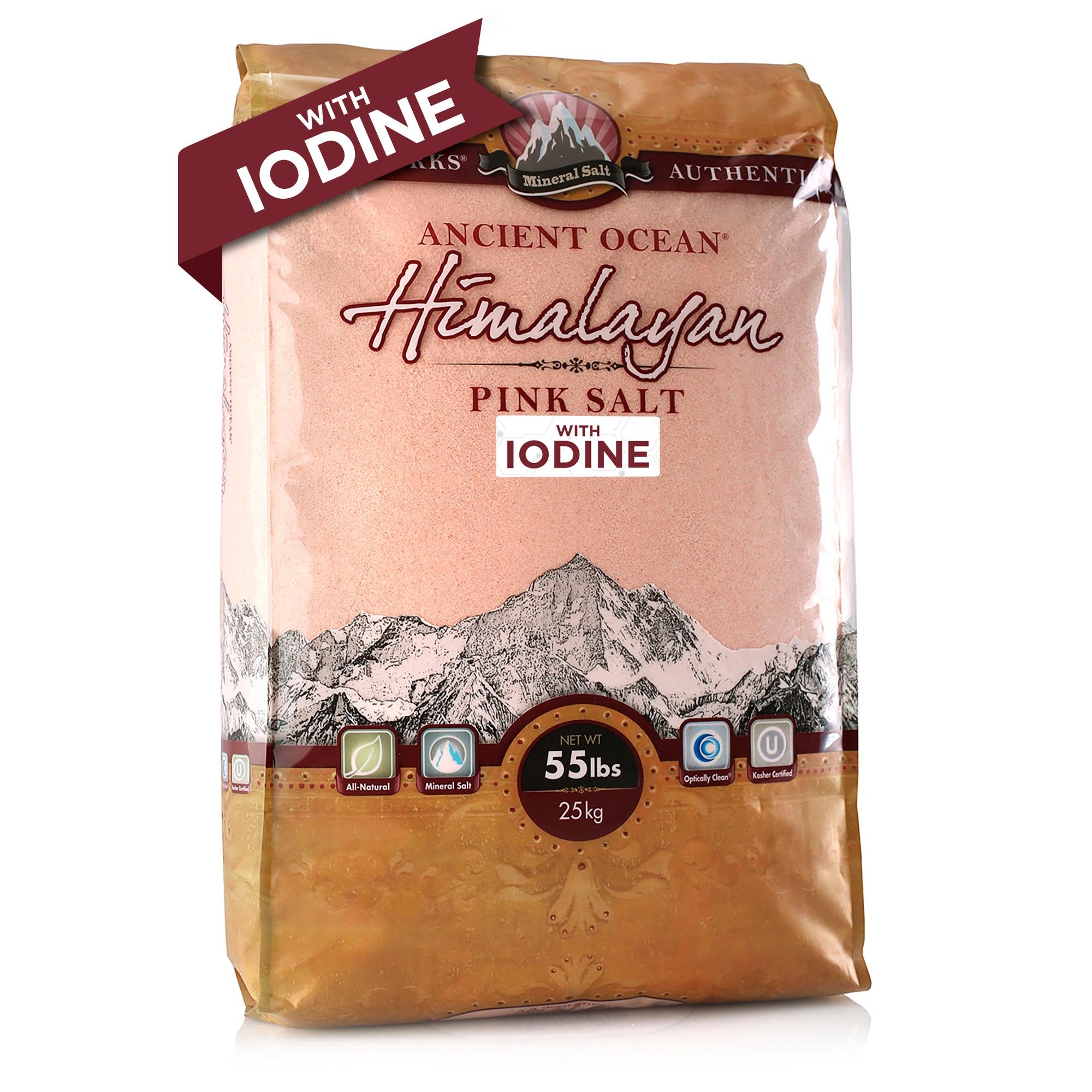 Ancient Ocean® Iodized Himalayan Pink Salt Bulk (Fine Grain) - 55 lb ...