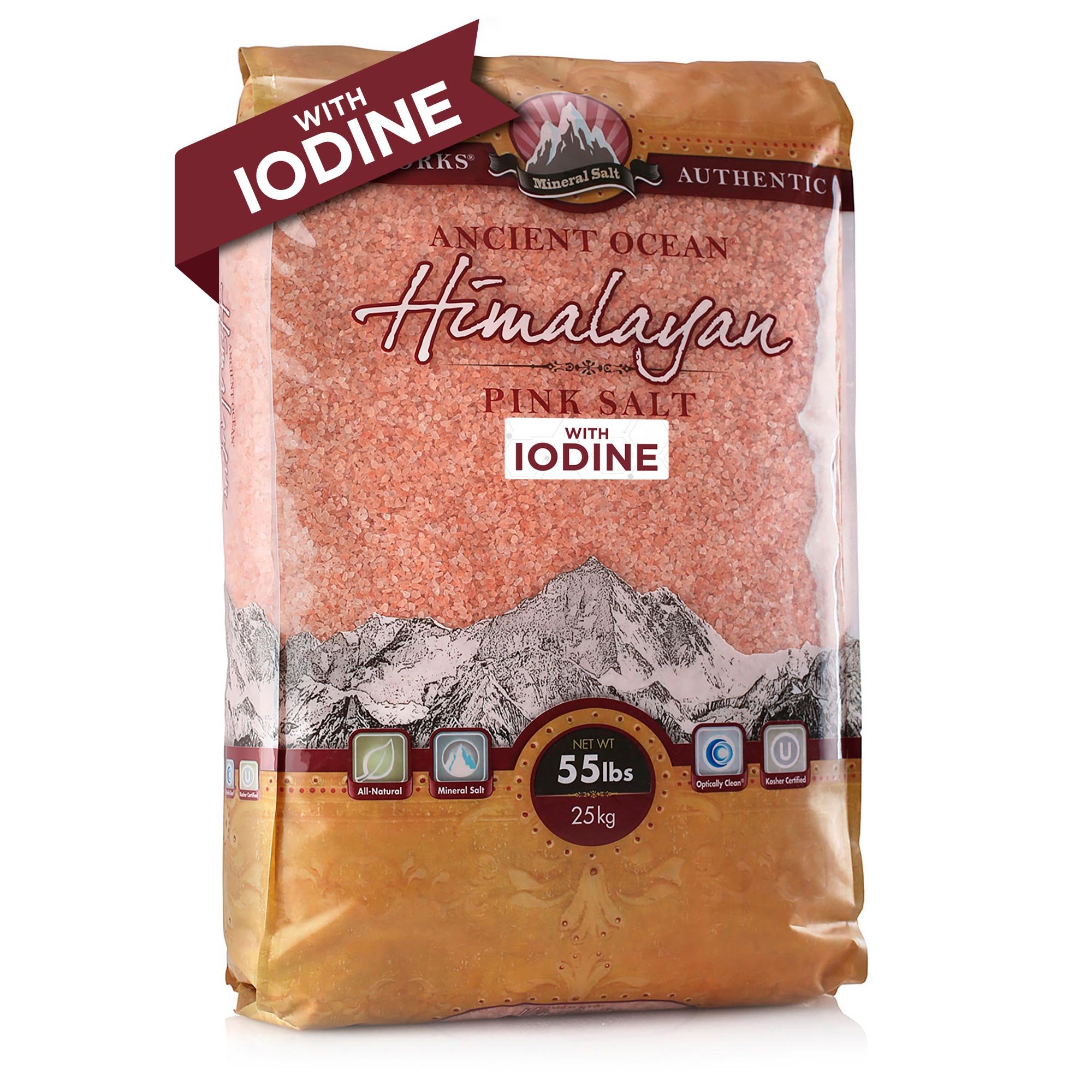 Ancient Ocean® Himalayan Iodized Pink Salt Bulk (Coarse Grain) - 55 lb ...