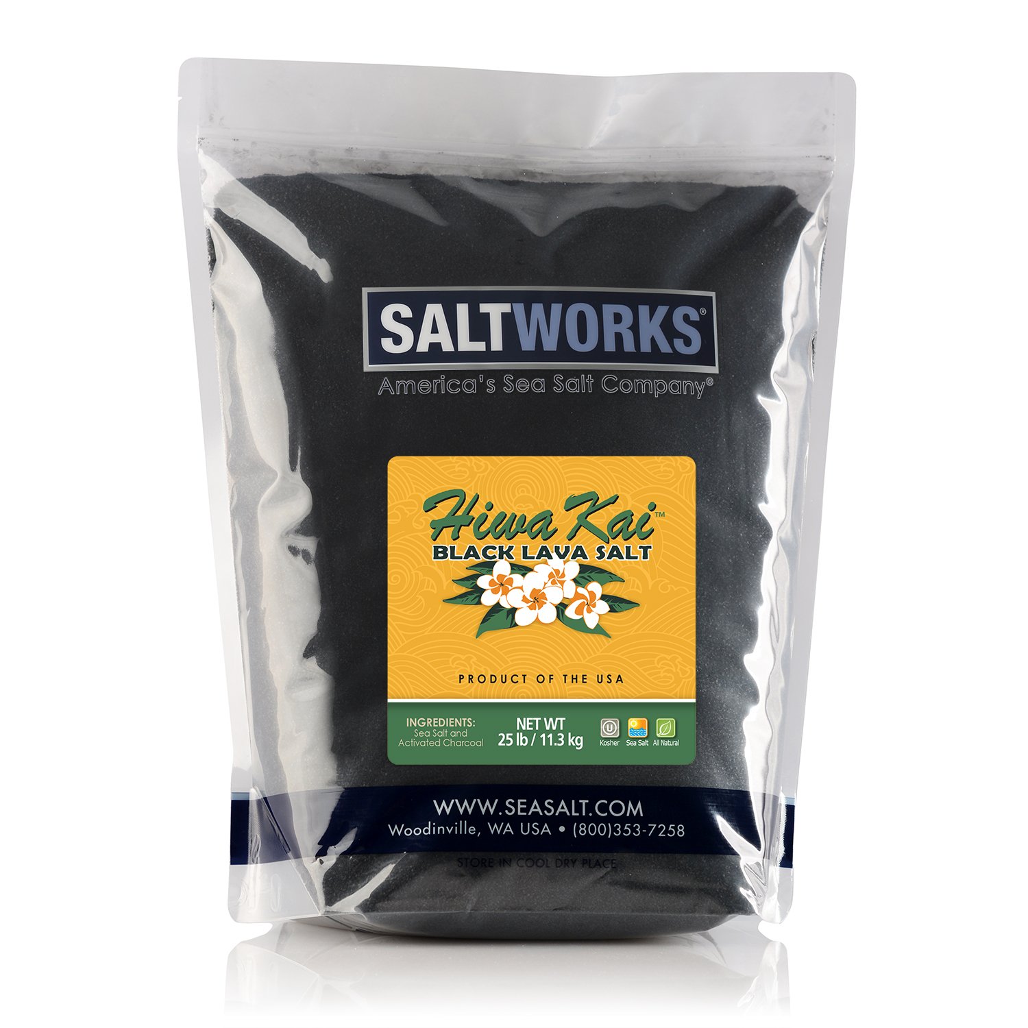 Hiwa Kai Black Hawaiian-Style Sea Salt Bulk (Fine Grain) - 25 lb Bag ...