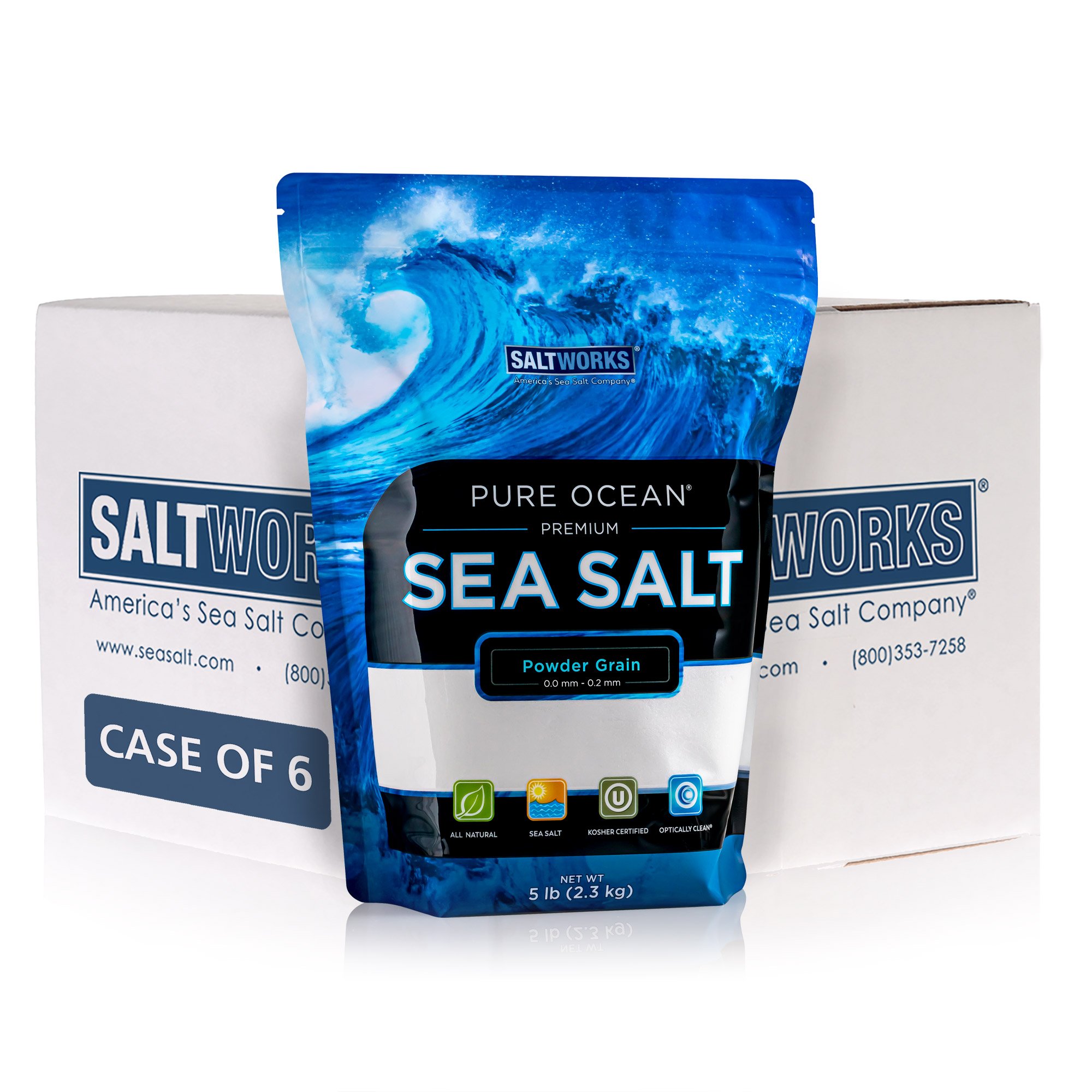 Pure Ocean® Sea Salt Bulk (Powder Grain) - 5 lb Bag (Wholesale Case of ...
