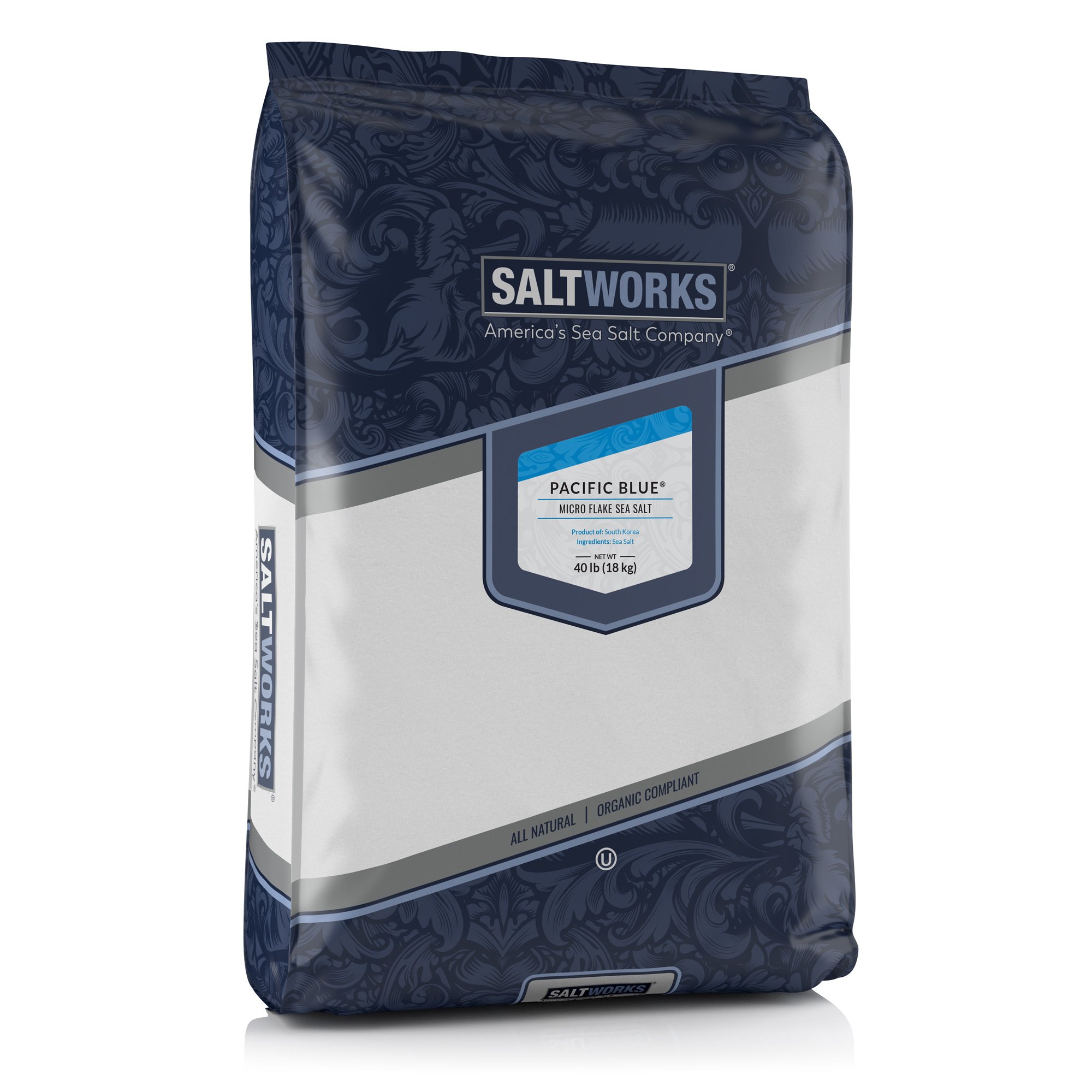 Pacific Blue® Flake Sea Salt Bulk (Micro Flake) - 40 lb Bag | SaltWorks®