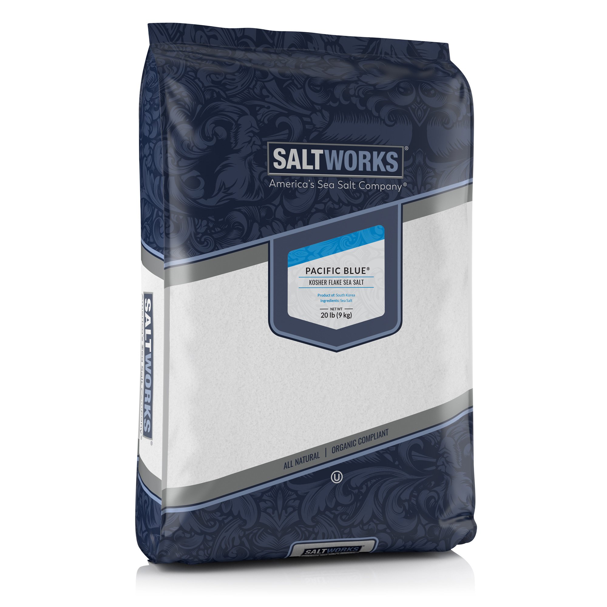 Pacific Blue® Flake Sea Salt Bulk (Kosher Flake) - 20 lb Bag | SaltWorks®