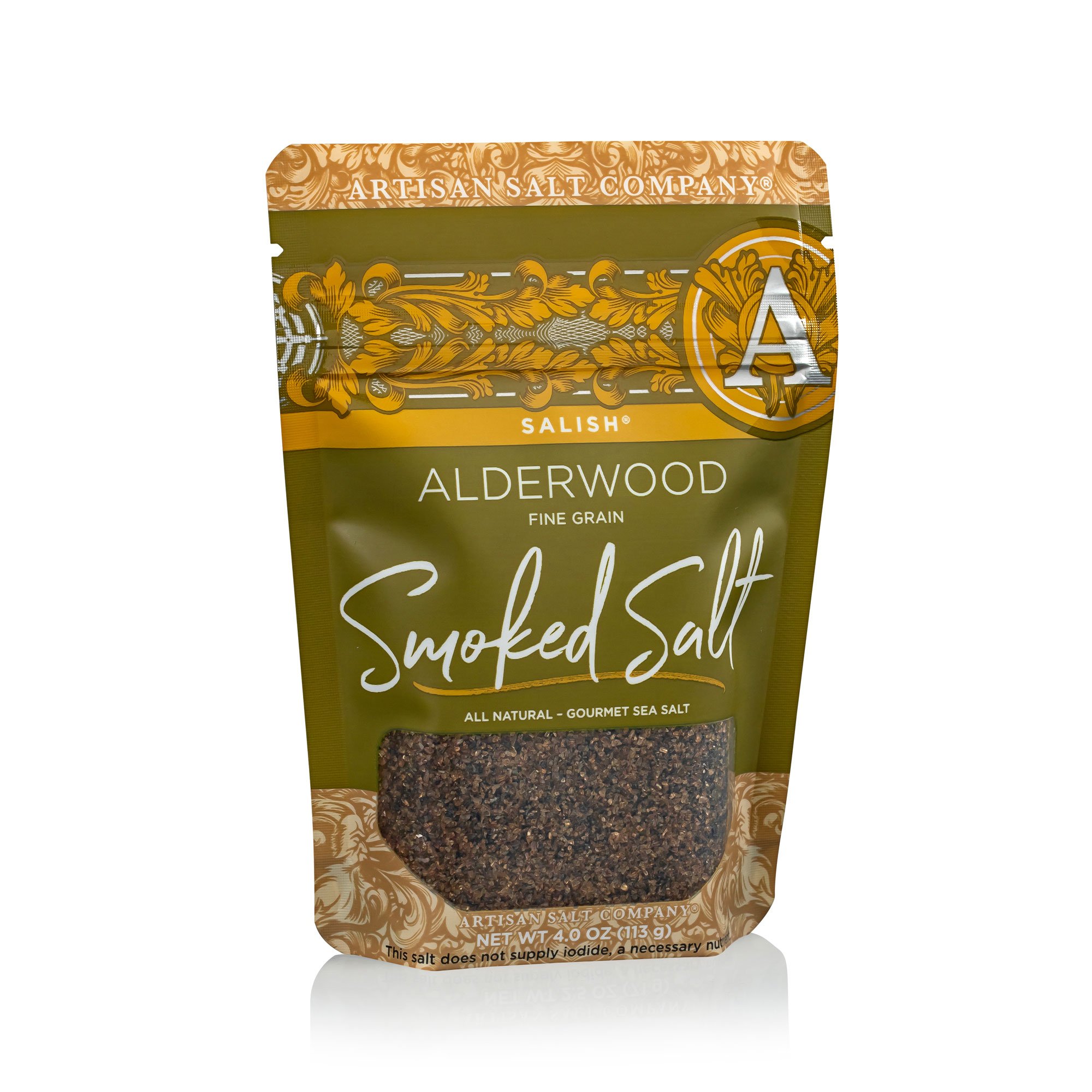 Salish® Alderwood Smoked Salt (Fine Grain) - 4 oz Zip Top Pouch ...