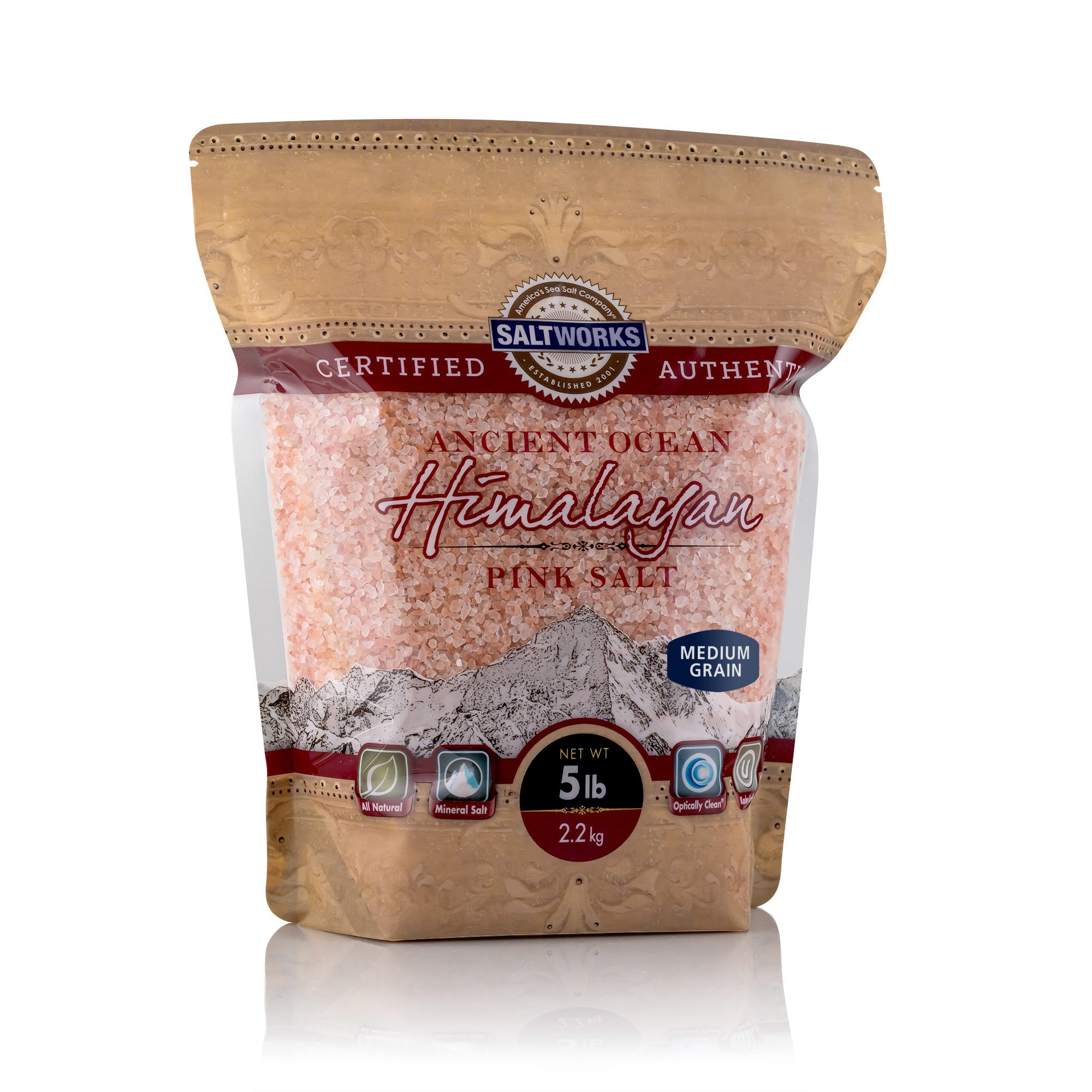 Ancient Ocean® Himalayan Pink Salt Bulk (Medium Grain) - 5 lb Bag ...