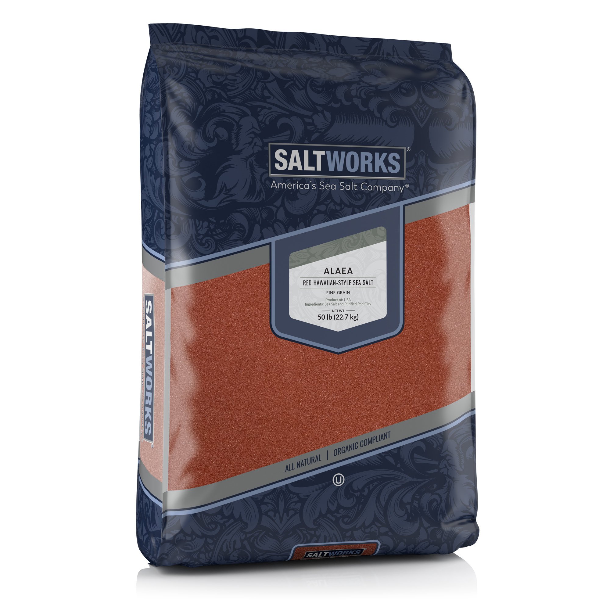 Alaea Hawaiian-Style Sea Salt Bulk (Fine Grain) - 50 lb Bag | SaltWorks®